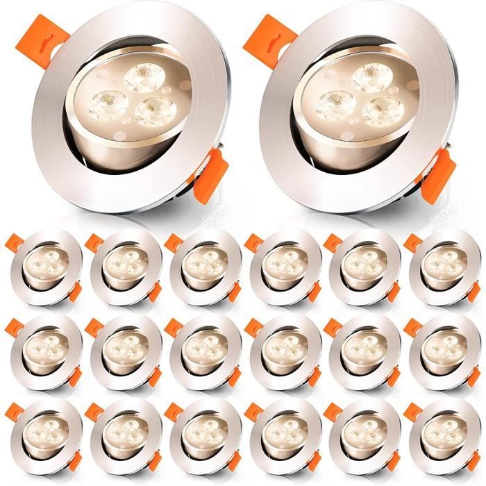 Lot de 20 spots LED encastrables orientables Blanc chaud Ultra plat LED Spot encastrable Spot ...