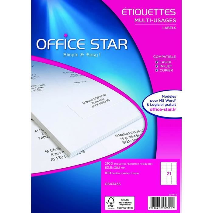 Boite de 2100 étiquettes autocollantes multi-usages, Personnalisables ... Boite de 2100 étiquettes autocollantes multi-usages, Personnalisables ...