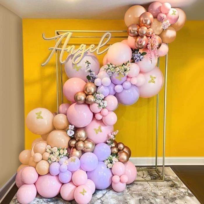 Kit Arc Guirlande Ballon Rose Violet, Kit Arche Ballons En Or Rose ...