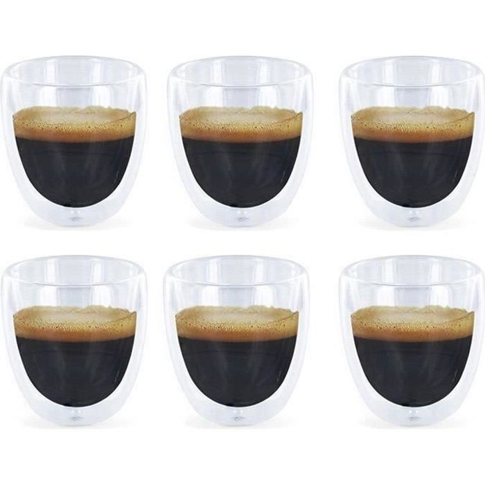 6 Verres Expresso Double Paroi - Tasses caf design - Cdiscount Maison