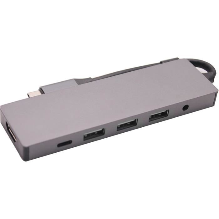 Hub Usb C 6-En-1 Portable Avec Sortie 4K Compatible 3 Ports Usb2.0 ...