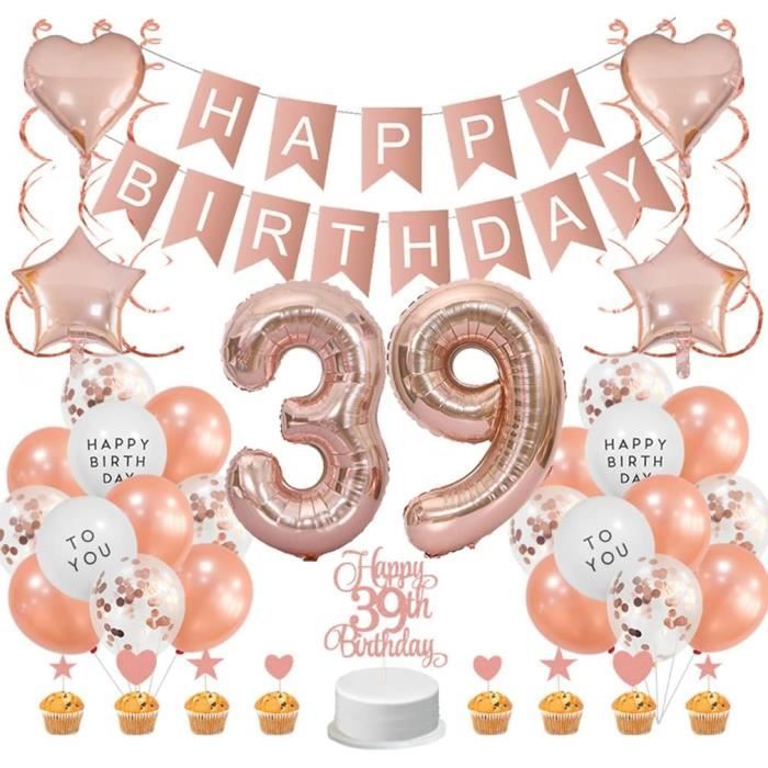 Or Rose 39E Anniversaire Décoration Set 39 Ans Anniversaire Décoration ...