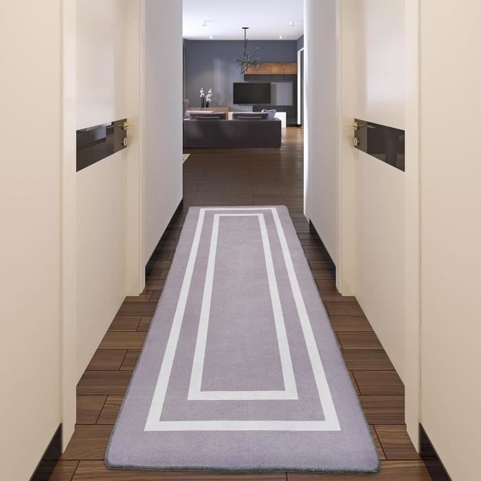 Tapis De Salon Moderne À Poils Courts Et Géométriques Antidérapants Tapis De Couloir En Gel Noir ...