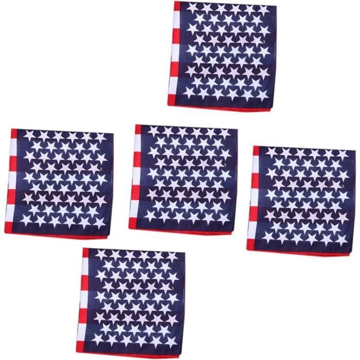 5 Pièces Serre-Tête Imprimé Couvre-Chef Tour De Cou Bandana Drapeau Usa ...
