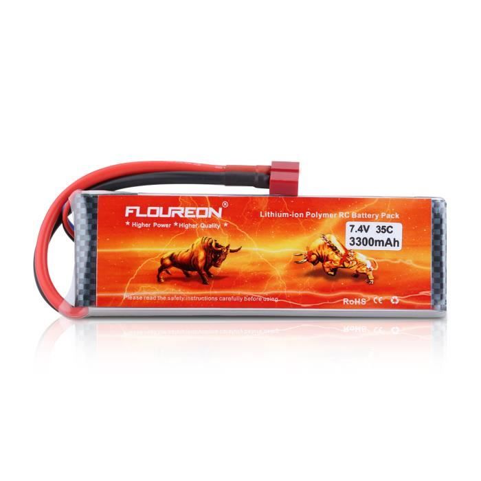 Floureon 2S1P 7.4V 3300mAh Batterie LiPo Paquet 35C Deans Plug pour RC ...