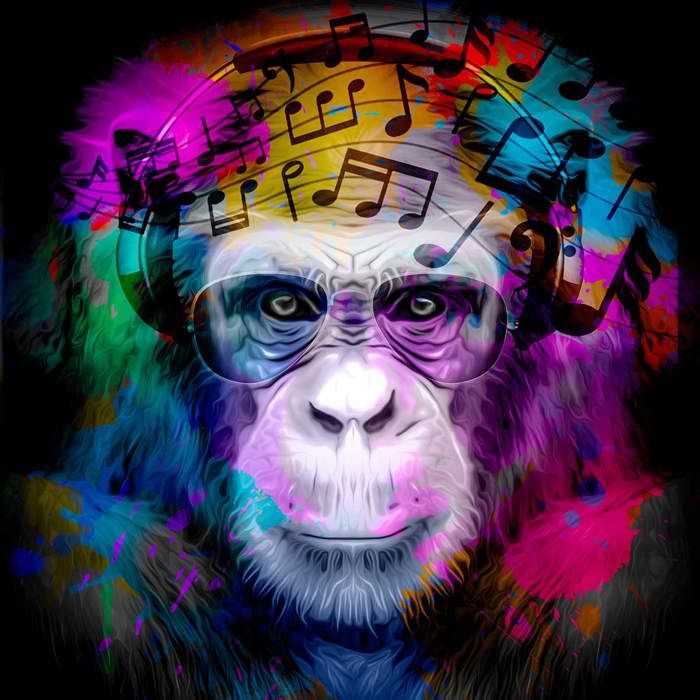 Tableau Singe et musique - 50x50cm - made in France - Cdiscount Maison