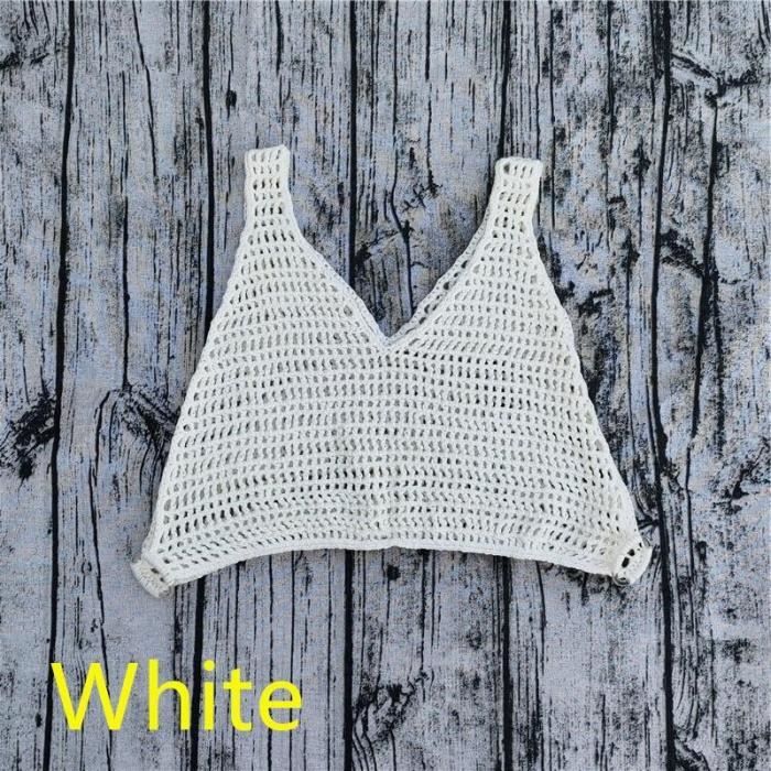 Robe - Cache maillot deux pièces en crochet fait main - Type White Top ...