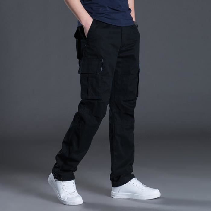 Pantalon Cargo Homme Regular Droit Multipoches Taille Elastique ...