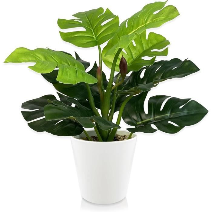 ROLLWAY Plante Artificielle avec Pot Monstera, Fausse Plante Interieur ...