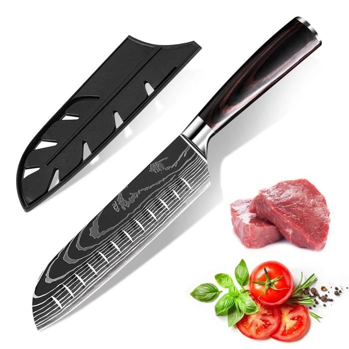Couteau 7 Pouces, Couteau De Cuisine Professionnel En Acier Inoxydable ...