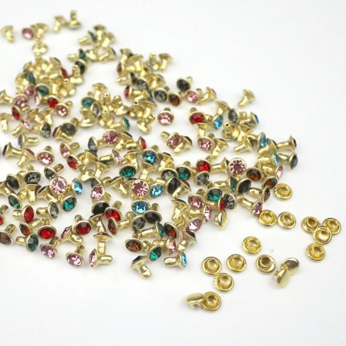 RIVET,Mix-color Rivets-50 Sets 6mm--Rivets et pointes Strass cristal ...