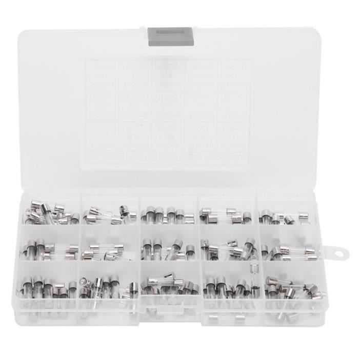 ZER-150pcs Kit Assorti de Fusibles en Tube de Verre 01A-20A 250V 5x20mm avec Boîte de Rangement ...