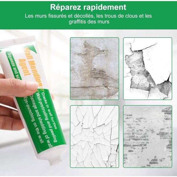 Enduit de Rebouchage Mur, 200 g, Blanc, à Séchage Rapide, pour Trou Mur ...
