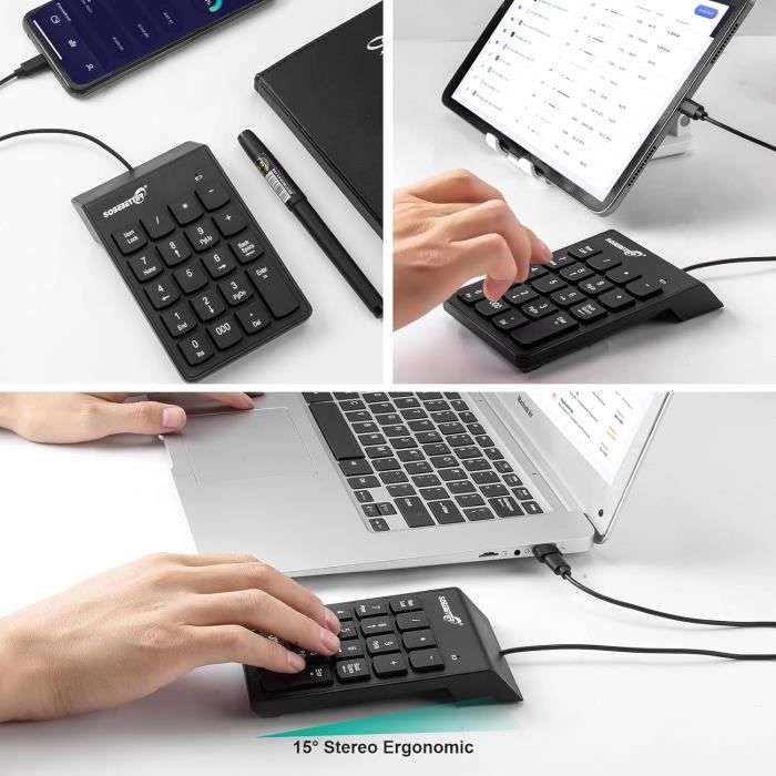 Pavé Numérique Mécanique À 19 Touches De Type C-Usb Compatible Avec Les ...