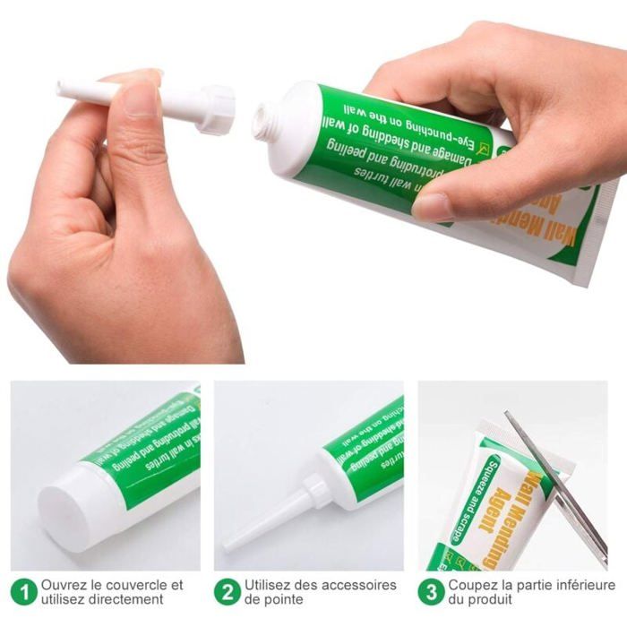 Enduit de Rebouchage Mur, 200 g, Blanc, à Séchage Rapide, pour Trou Mur ...