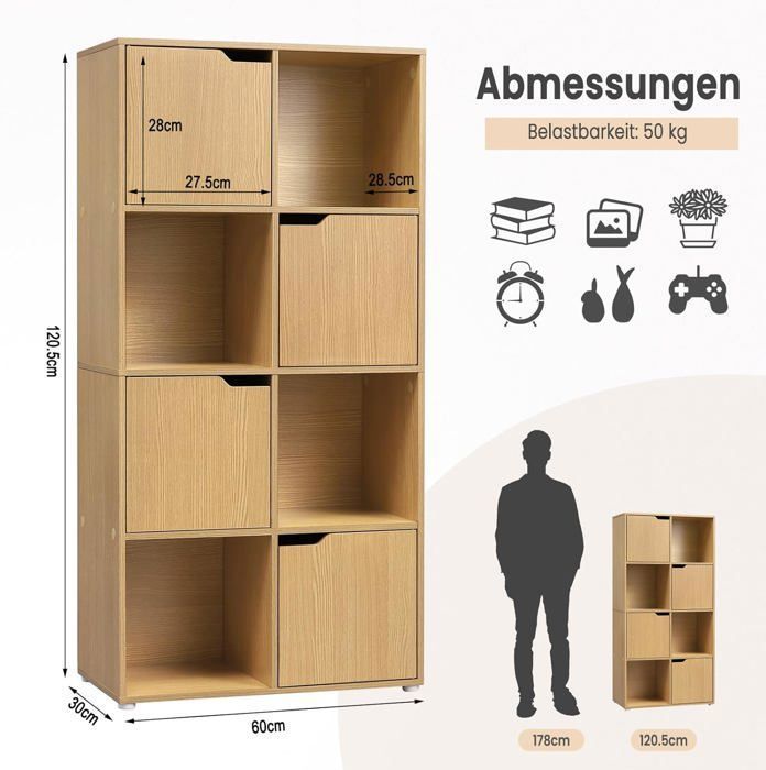 WOLTU Bibliothèque Étagère,Meuble de Rangement,8 Cubes de Rangement,4 ...