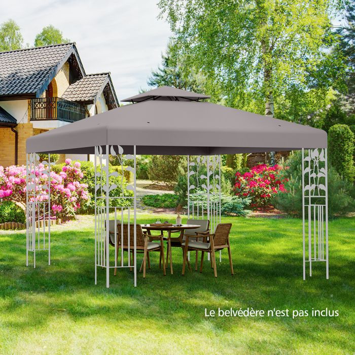 Toile pour Tonnelle 3x3 - RELAX4LIFE - Double Toit Ventilé - Polyester ...