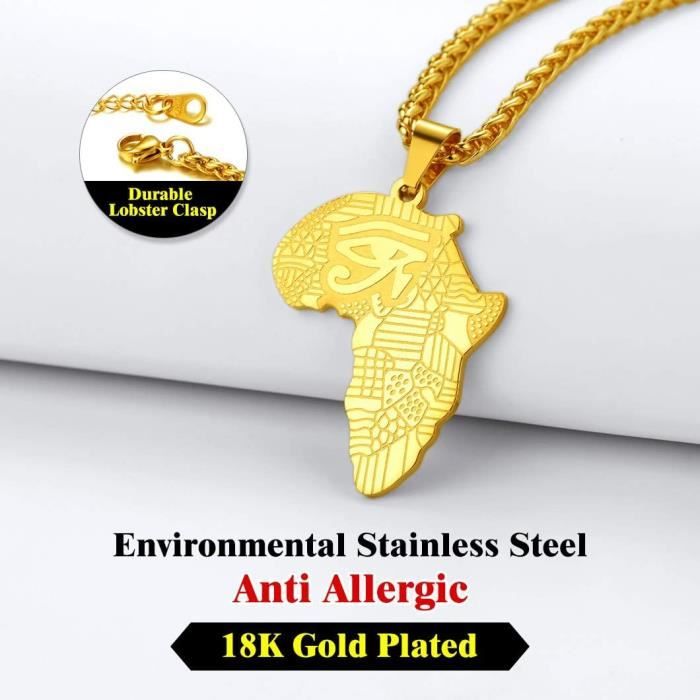 Collier Afrique Personnalisable,Pendentif Carte D’Afrique Avec Pays ...