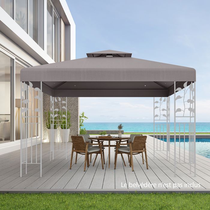 Toile pour Tonnelle 3x3 - RELAX4LIFE - Double Toit Ventilé - Polyester ...