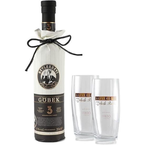 Beylerbeyi - Lot de 1 Bouteille Göbek Raki 100cl + 2 Verres - Eau de ...