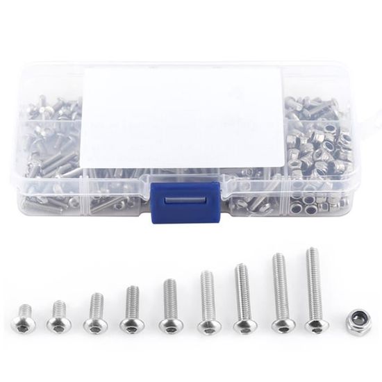 EJ.life vis à tête ronde 280 pcs M3 Acier Inoxydable SS304 Hex Socket Vis À Tête Bouton et ...