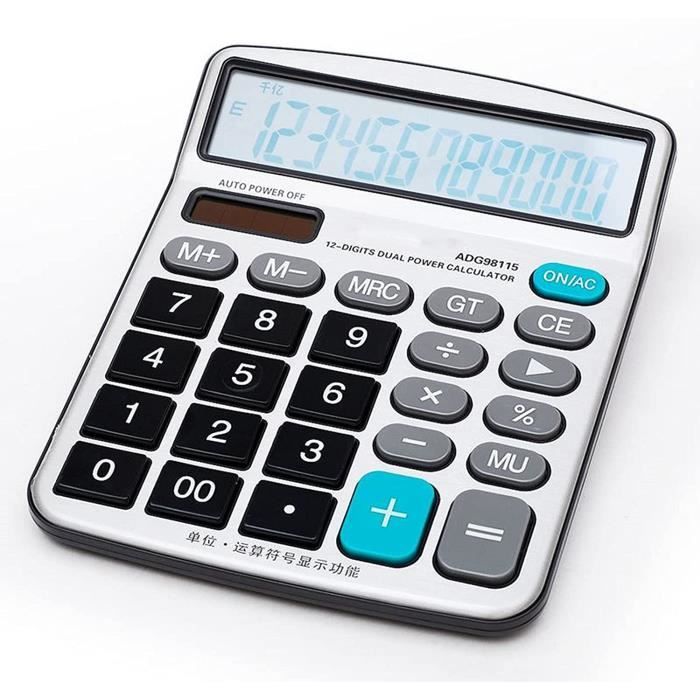 Calculatrice Simple, 12 Chiffres Double Puissance, Grand Écran Gros ...