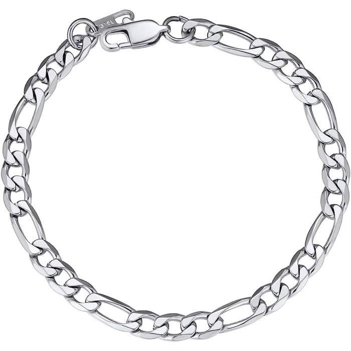 Bracelet Homme Figaro,Gourmette Grosse Maille Figaro 3+1 En Acier ...