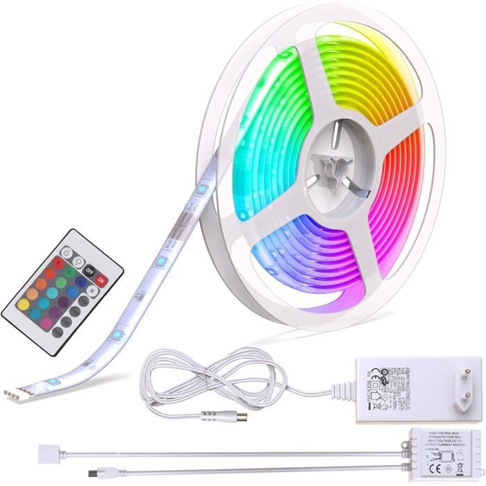 Ruban LED 5m, extérieur, avec télécommande, lumière décorative blanche ...