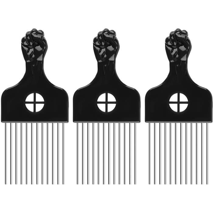 Pack de 3 Peigne Afro Choix de Cheveux En Métal Coiffure Démêlage ...