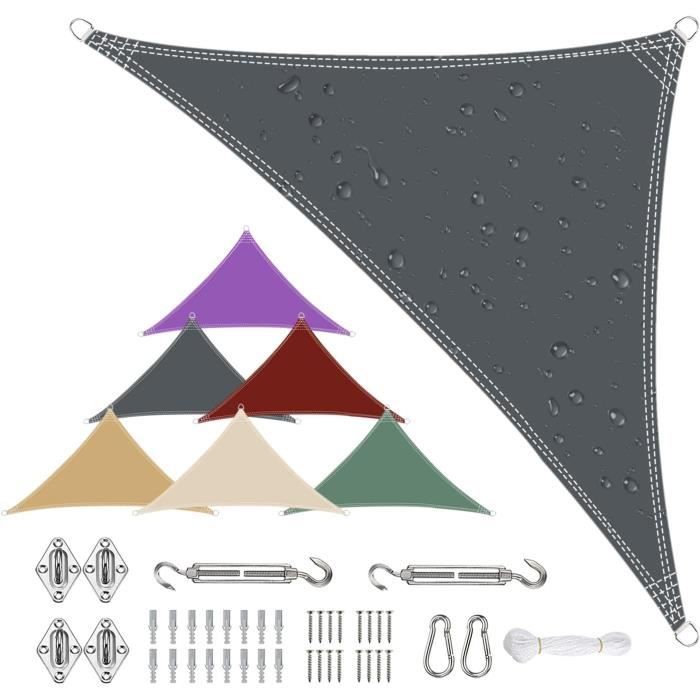 Voile D'Ombrage Triangle 3.6X3.6X5M, Toile Solaire Voile, Protection ...