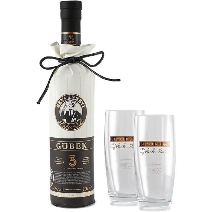 Beylerbeyi - Lot de 1 Bouteille Göbek Raki 100cl + 2 Verres - Eau de ...