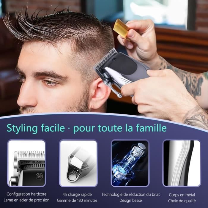 Tondeuse Cheveux Hommes, Kit Tondeuse Barbe electriques Professionnelle, Sans Fil Tondeuse à ...