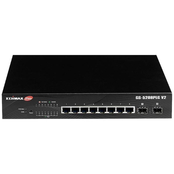 Switch réseau - EDIMAX - GS-5208PLG V2 - 8 ports Gigabit PoE+ - 2 ports ...