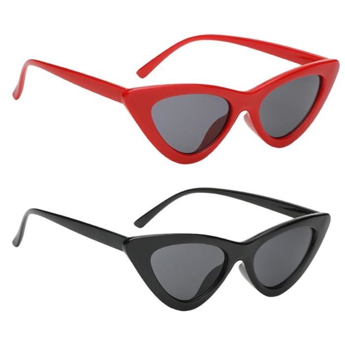 Femmes Vintage Triangle Mirrored Sunglasses Eyewear Designer Gris rouge ...