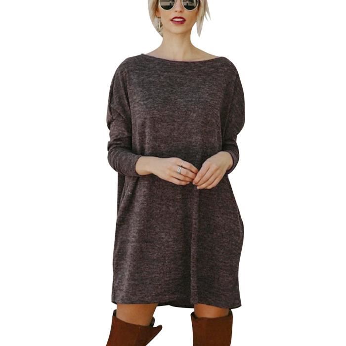 Minetom Pull Robe Femme Automne Hiver Lâche Large Manche Longue Casual ...