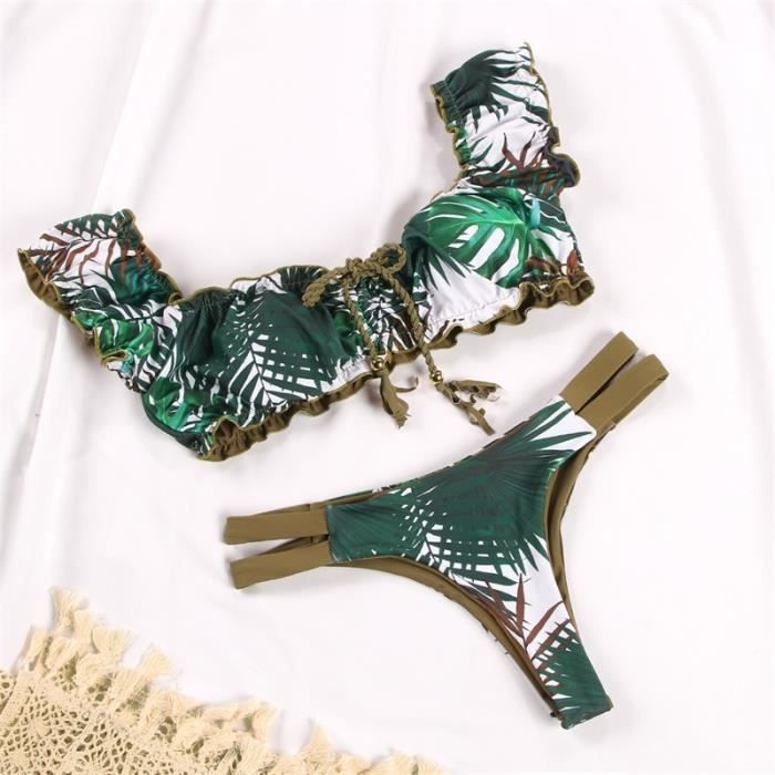 Maillot de bain Panama feuille imprimer Bikini 2021 Biquini brésilien ...