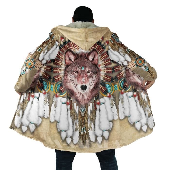 Manteau - caban,Manteau à capuche épais et chaud avec plumes de Lion ou ...