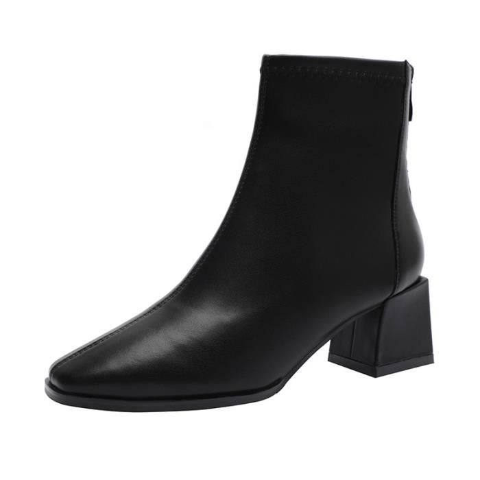 Nouveau style élégant Bottines femme Fermeture éclair chaussures femmes talons hauts de 5cm ...
