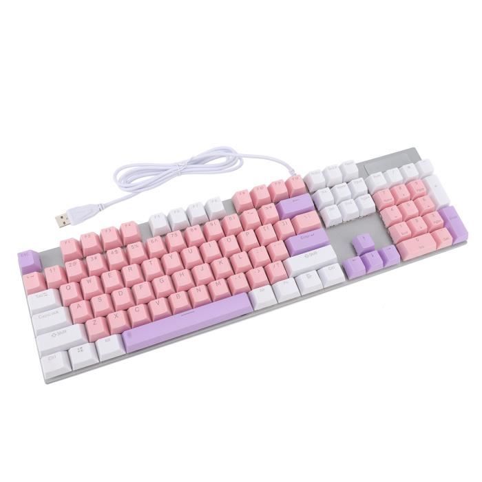 Qiilu clavier RVB Clavier mécanique 104 touches filaire ergonomique ...