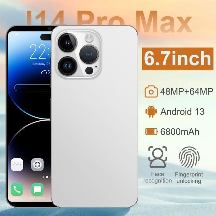 I14 ProMax 6.7in Téléphone Intelligent, Ten Core 2G 5G WiFi, 4GB+64GB ...
