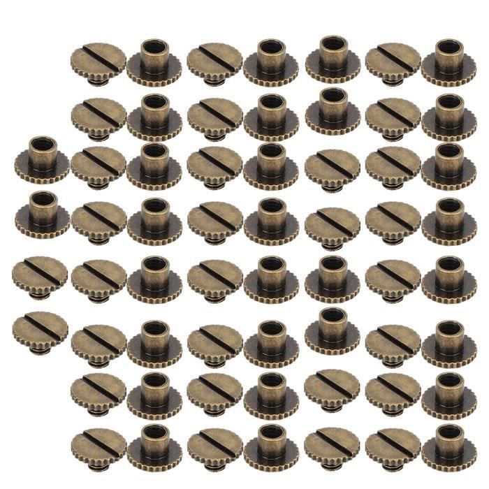 Rivets de livre 30 Set Livre Rivets Moletage Plat En Laiton En Cuir ...