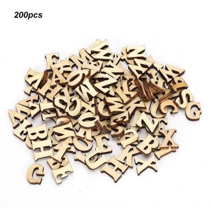 200PCs DIY Log Letter-Shape Wood Sheet Educational Toy Crafts Decor for ...