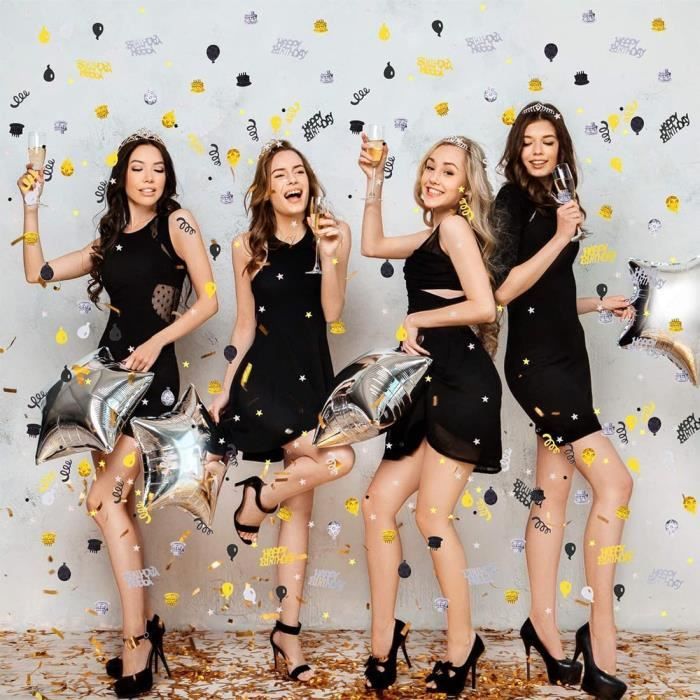 Décoration De Fête D'Anniversaire Avec Confettis-Noir Ou Or-Idéal Pour Jubilés Et Célébrations ...