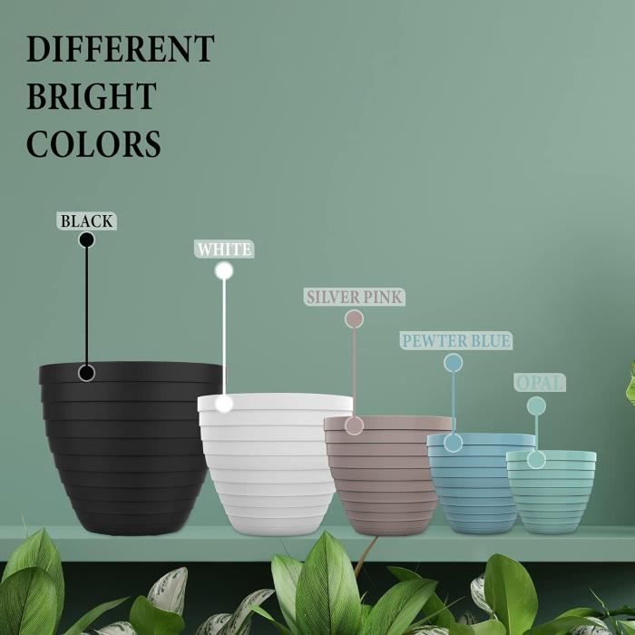Lot De 2 Grands Pots De Fleurs (21 Cm) En Plastique Pour Extérieur. Pot ...
