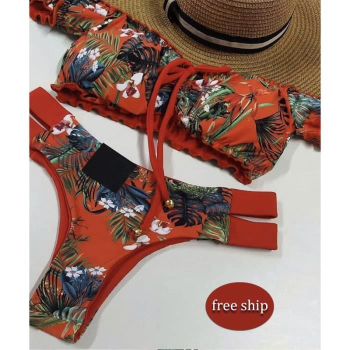 Maillot de bain Panama feuille imprimer Bikini 2021 Biquini brésilien ...