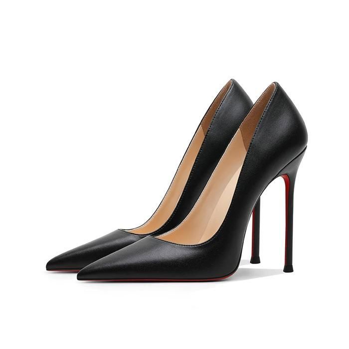 Talons hauts pointus en peau de mouton pour femmes,chaussures à semelle ...