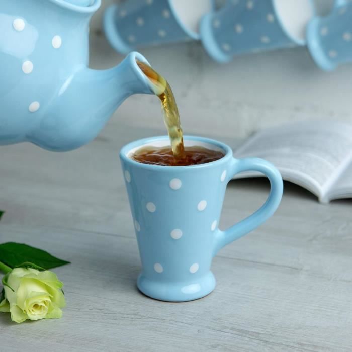 Tasse Mug À Café Latte, À Thé | Bleue Ciel À Pois Blancsen Céramique ...