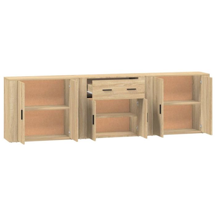 VidaXL Buffets 3 pcs Chêne sonoma Bois d'ingénierie 3185418 - Cdiscount ...