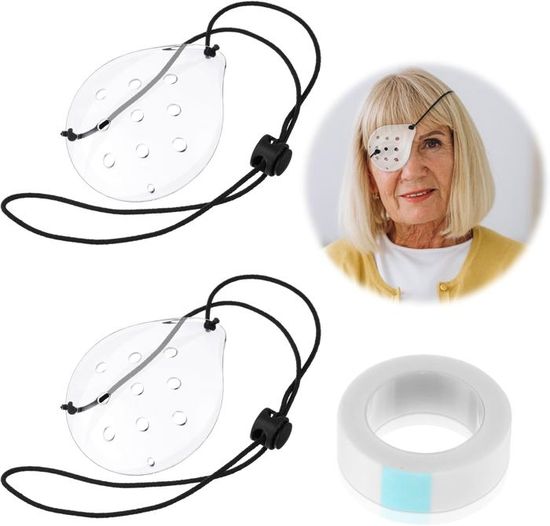 Lot de 4 cache-yeux en plastique transparent ventilé avec sangle ...