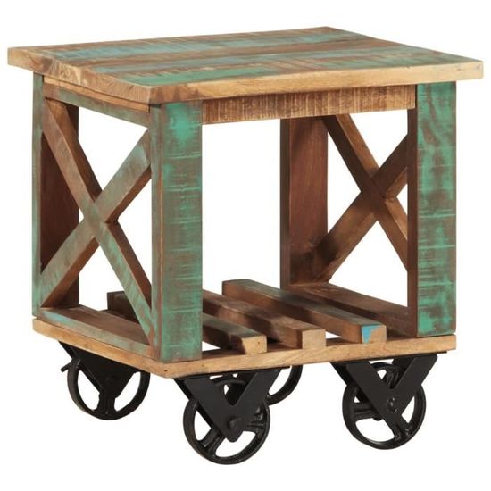 Rainbowin Table d'appoint avec roulettes 40x40x42 cm Bois de ...